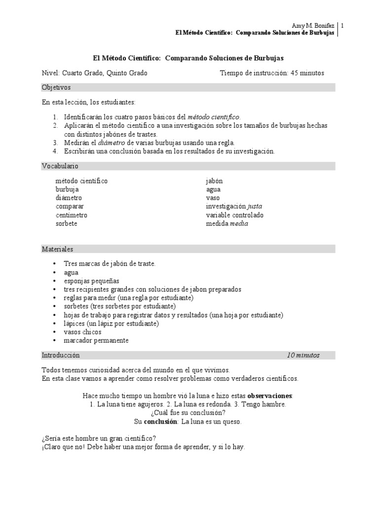 Spanish science lesson plan, Método Científico | PDF | Inteligencia ...
