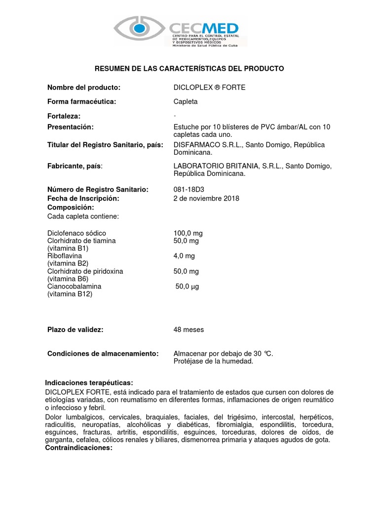 081-18d3 Dicloplex Forte | PDF | Droga anti-inflamatoria libre de ...