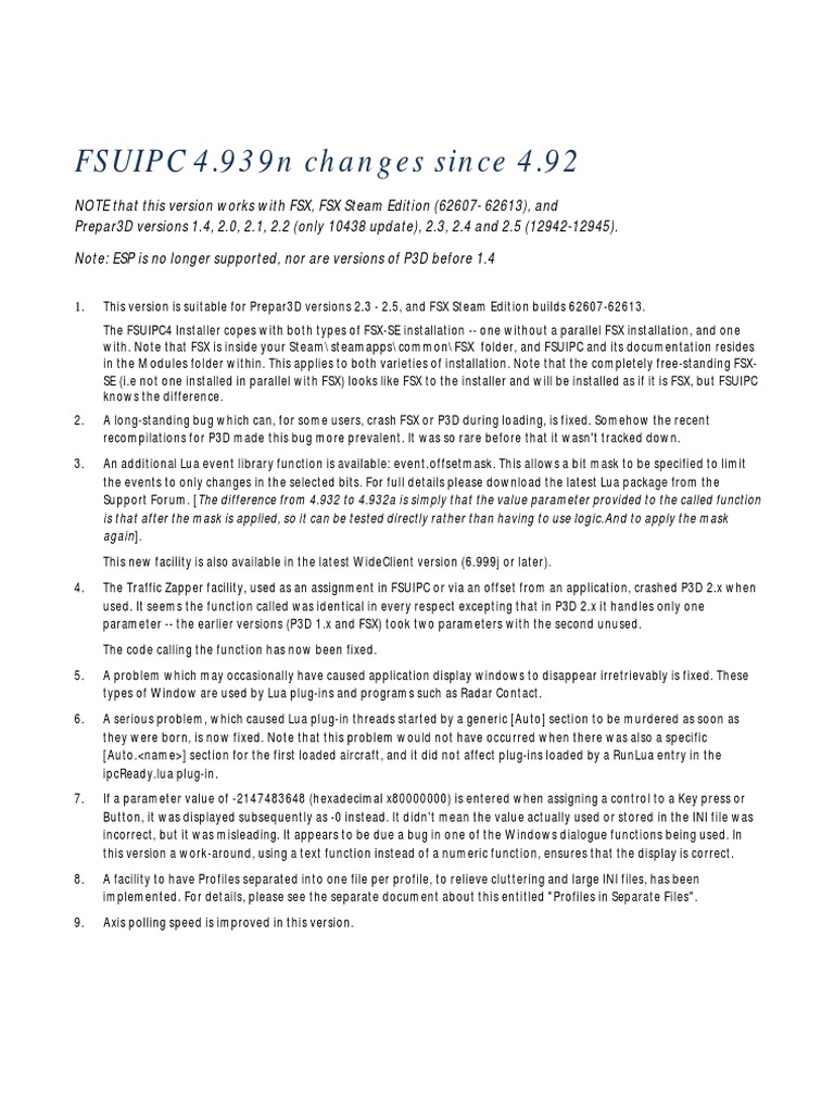 FSUIPC 4.939n Changes | PDF | Parameter (Computer Programming ...