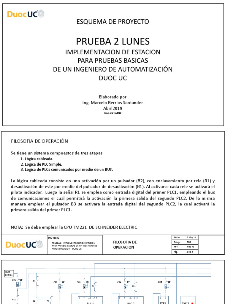 Esquema de proyecto para implementación de estación de pruebas básicas con lógica cableada, PLC ...