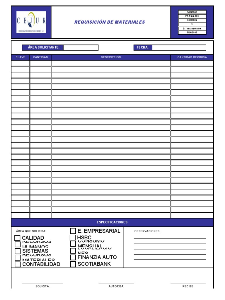 Requisicion de Materiales | PDF