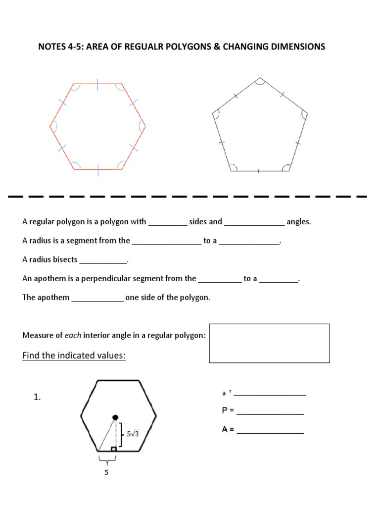 N 4-5 Area of Regular Polygons Changing Dimensions | PDF | Area | Polygon