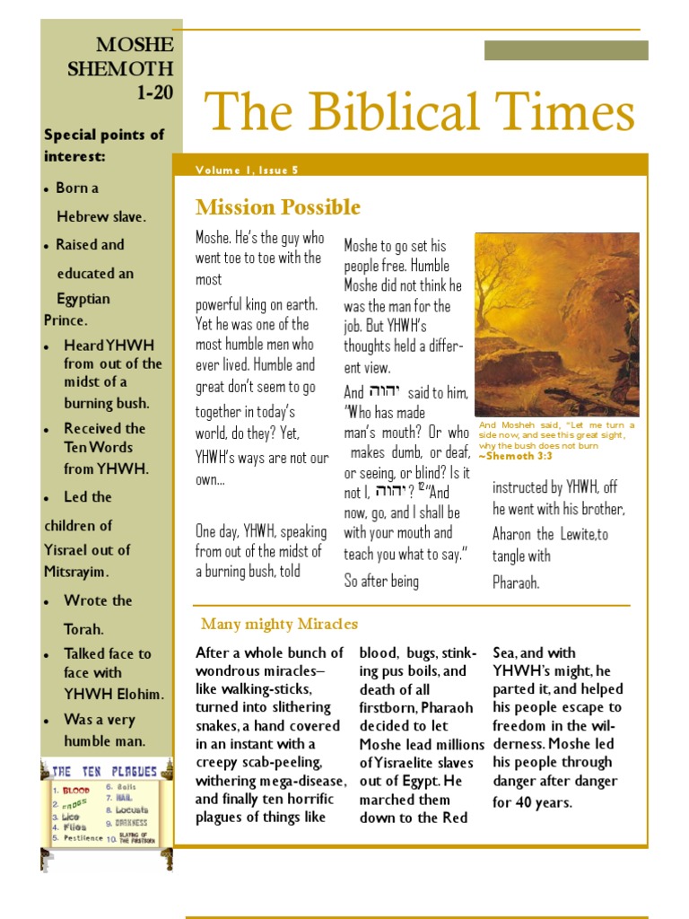 The Biblical Times Moshe | PDF | Books Of The Hebrew Bible | Moses