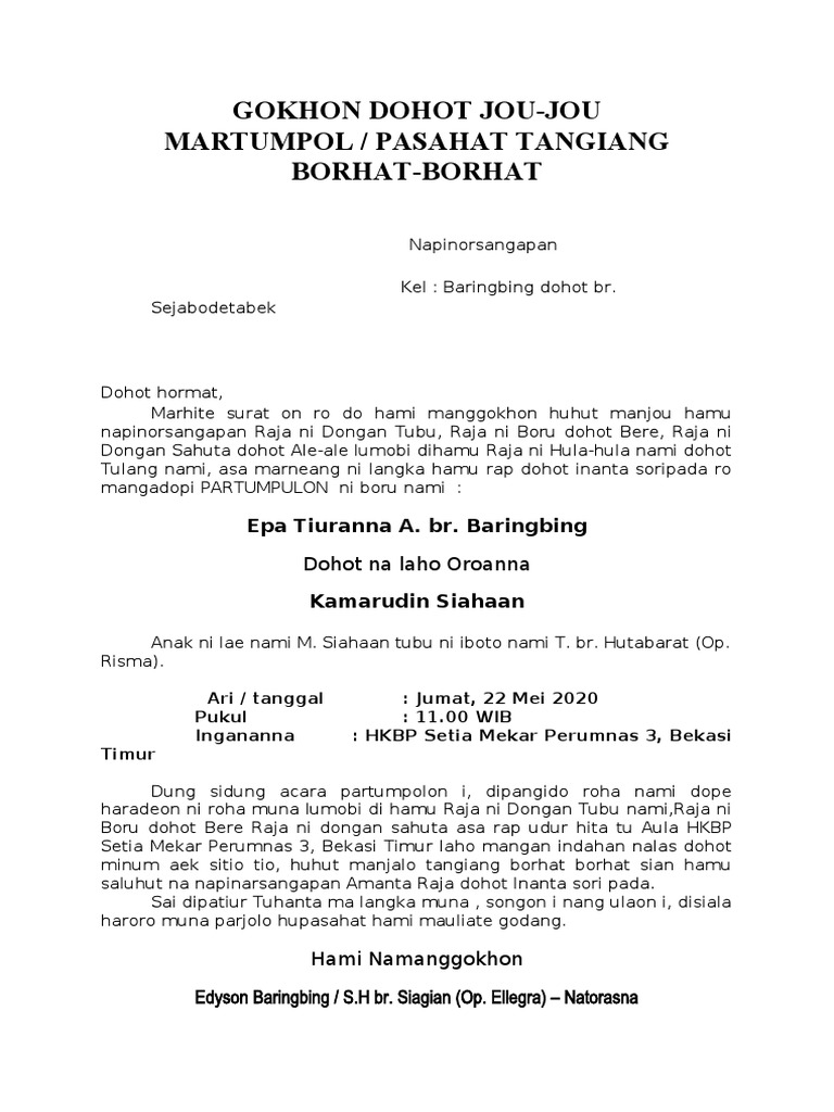 Undangan Martumpol Edyson Baringbing | PDF