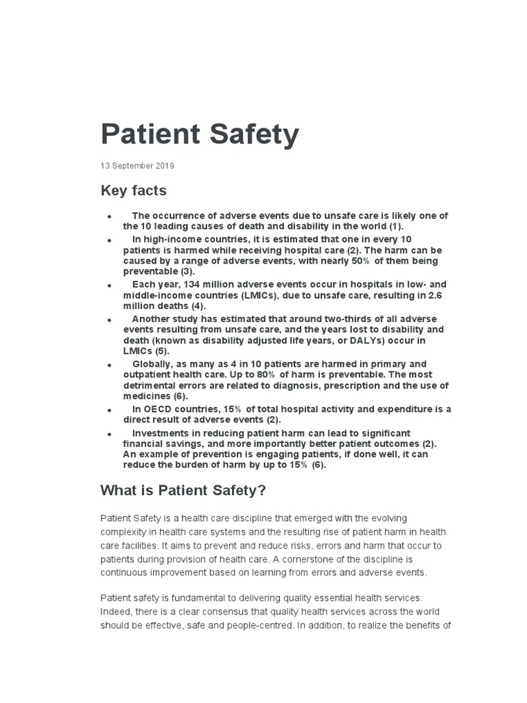 Patient Safety Menurut WHO | PDF | Patient Safety | World Health ...