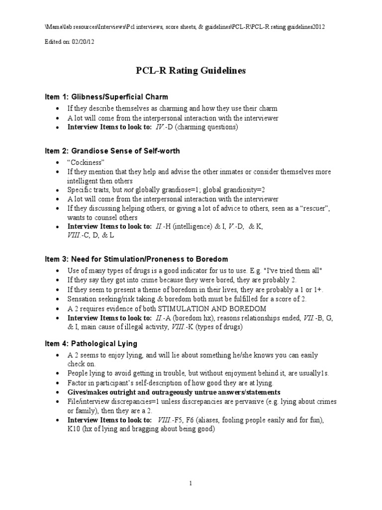 Guía para Procedimiento de Entrevista PCL-R | PDF | Plea | Juvenile Delinquency
