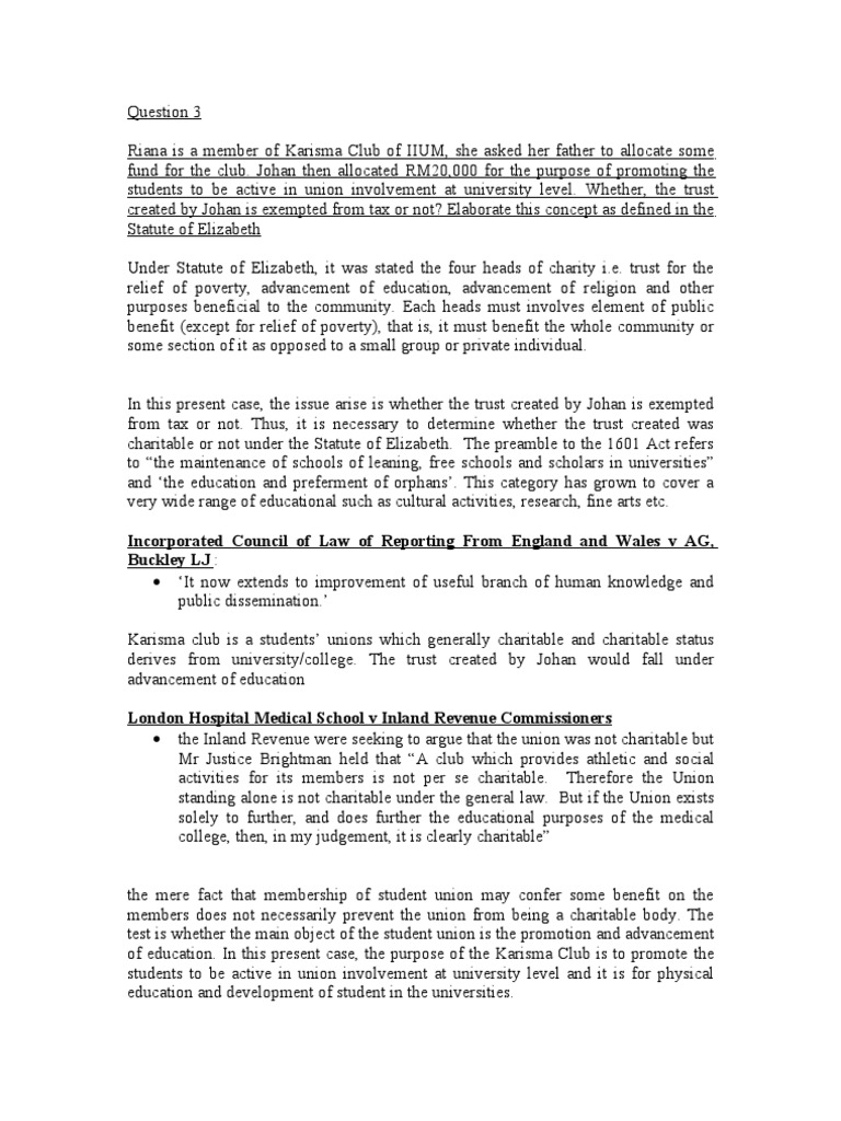 Tutorial Question - Charitable Trust | PDF | Charitable Organization ...