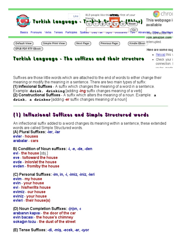 Turkish Language - Turkish Suffixes (Ekler) | PDF | Languages ...
