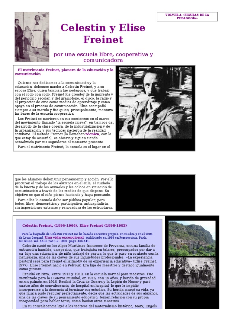 Celestin y Elise Freinet | Descargar gratis PDF | Educación avanzada | Escuelas