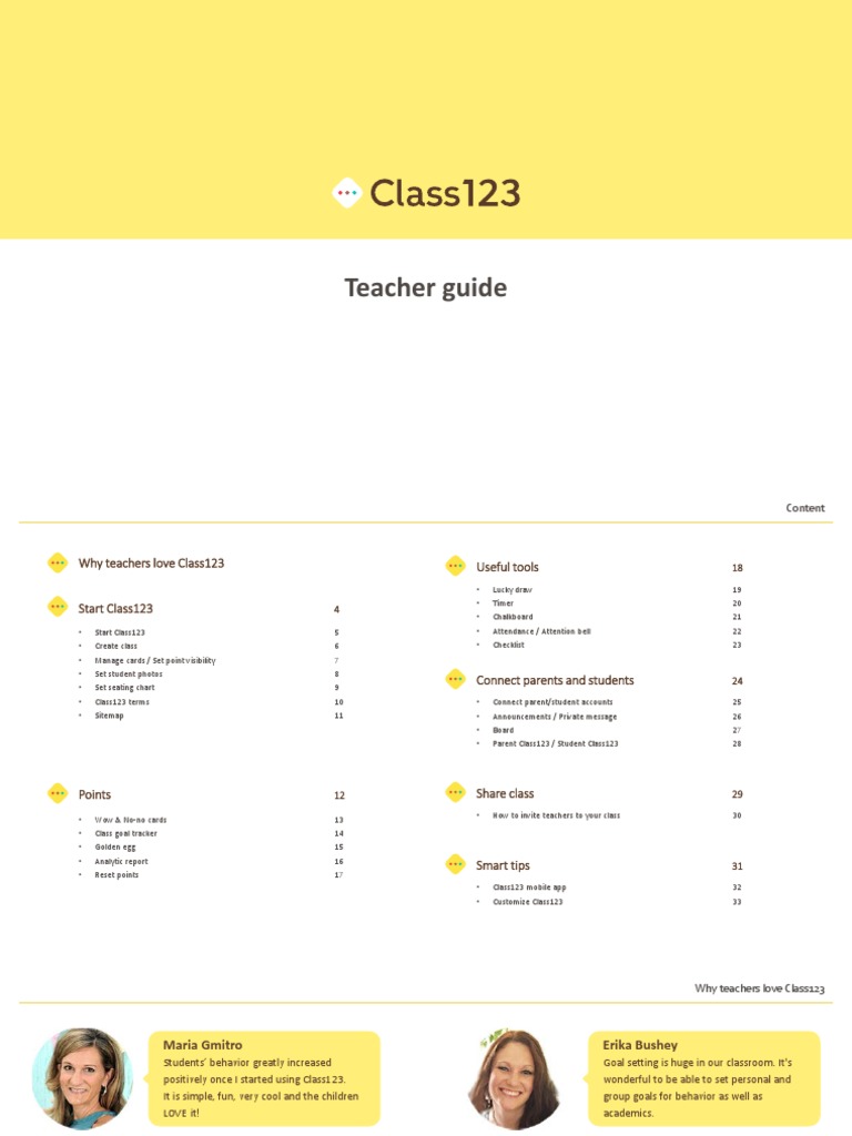 Comprehensive Class123 Teacher Guide | PDF | Quiz | Teachers