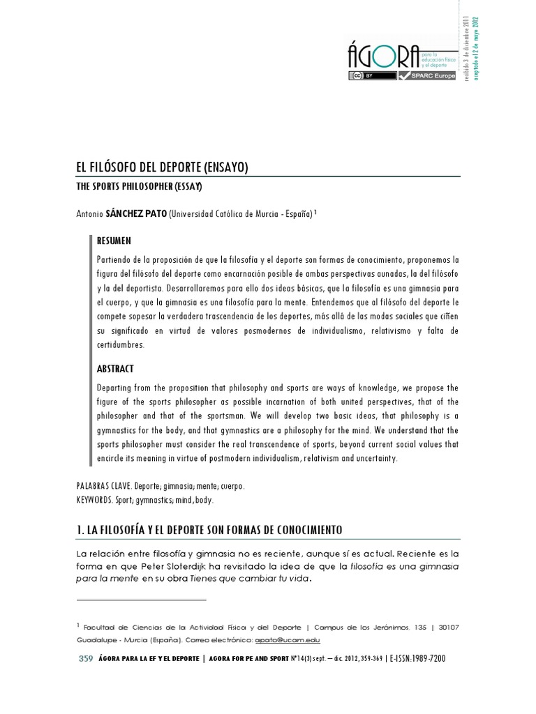 Filosofia Del Deporte | PDF | Filosofía de la mente | Dualismo