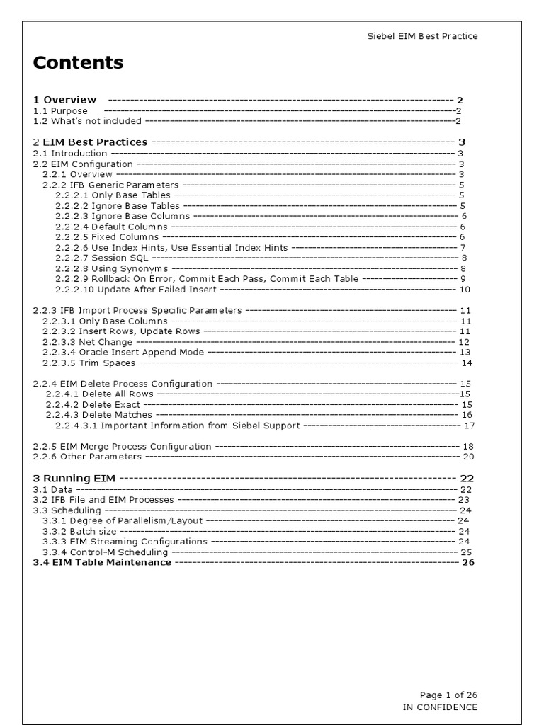 Siebel Eim Best Practice Pdf Database Index Parameter Computer Programming