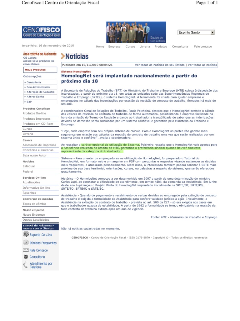 An Overview of the HomologNet System for Calculating Severance Payments ...