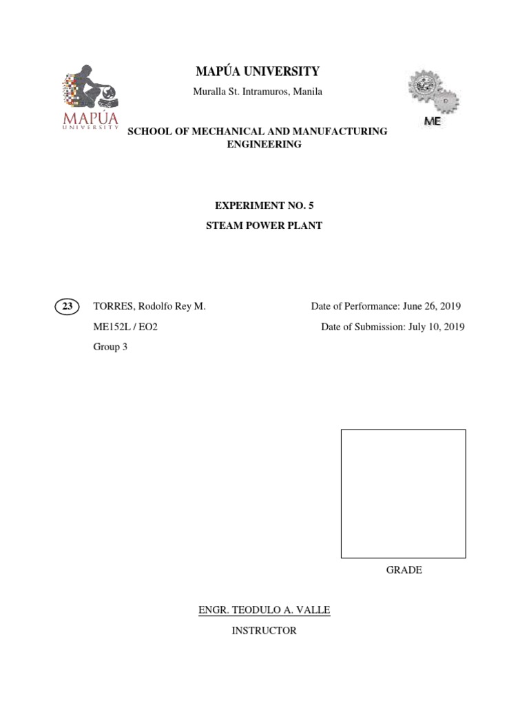Mapúa University PDF | Download Free PDF | Steam Engine | Boiler