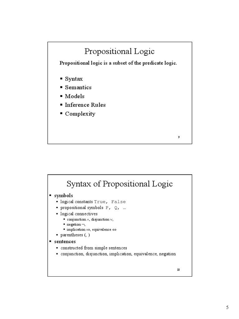Formal Presentation of Prop and Pred Logic | PDF | Interpretation (Logic) | Logic