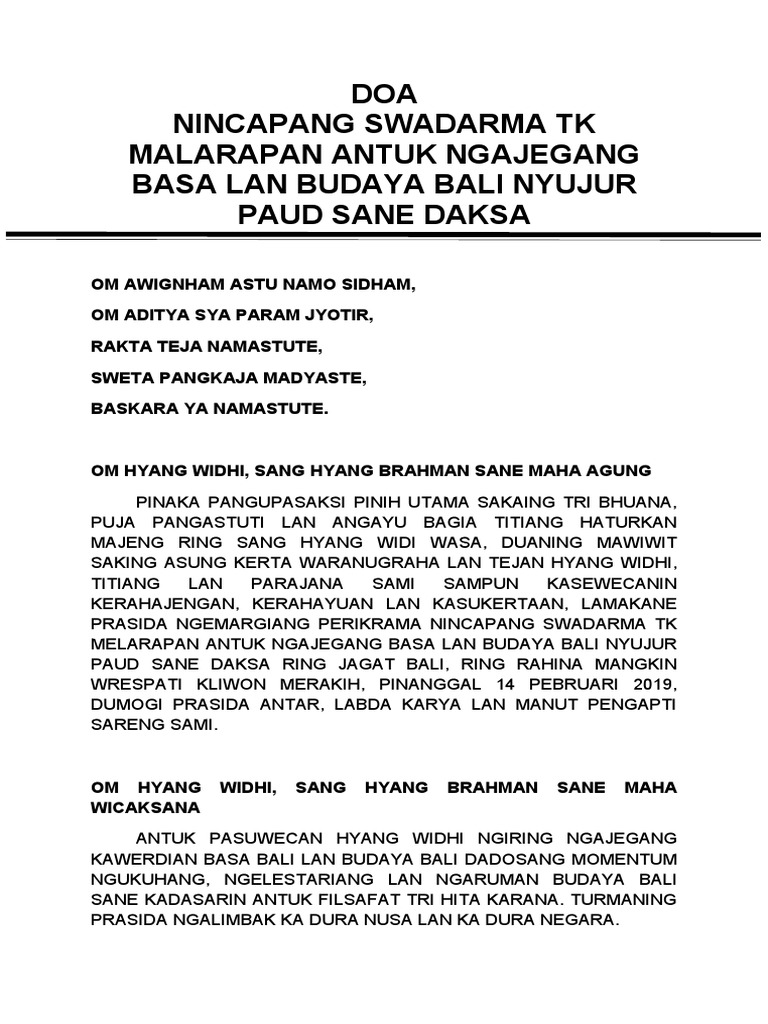 Doa Basa Bali | PDF
