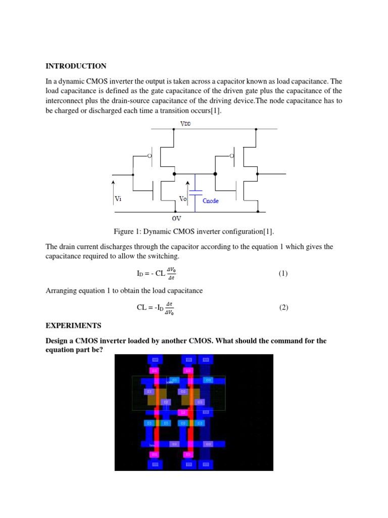 Vlsi Dynamic Inverter Lab Report 1 | PDF | Power Inverter | Cmos