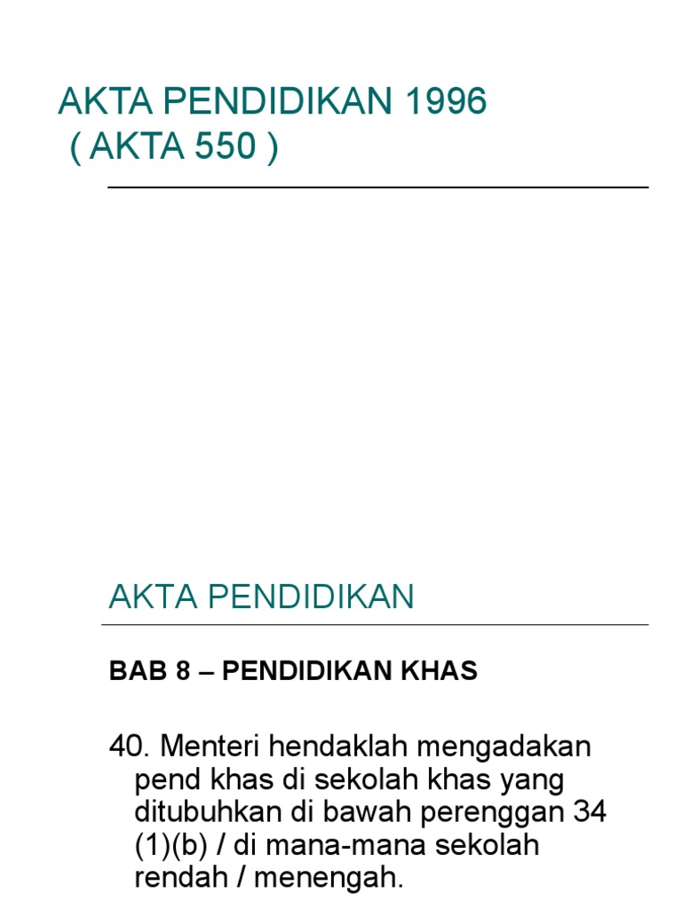 Akta Pendidikan 1996 | PDF