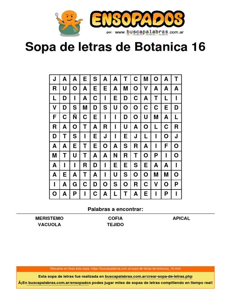 Sopa de Letras de Botanica - 16 | PDF