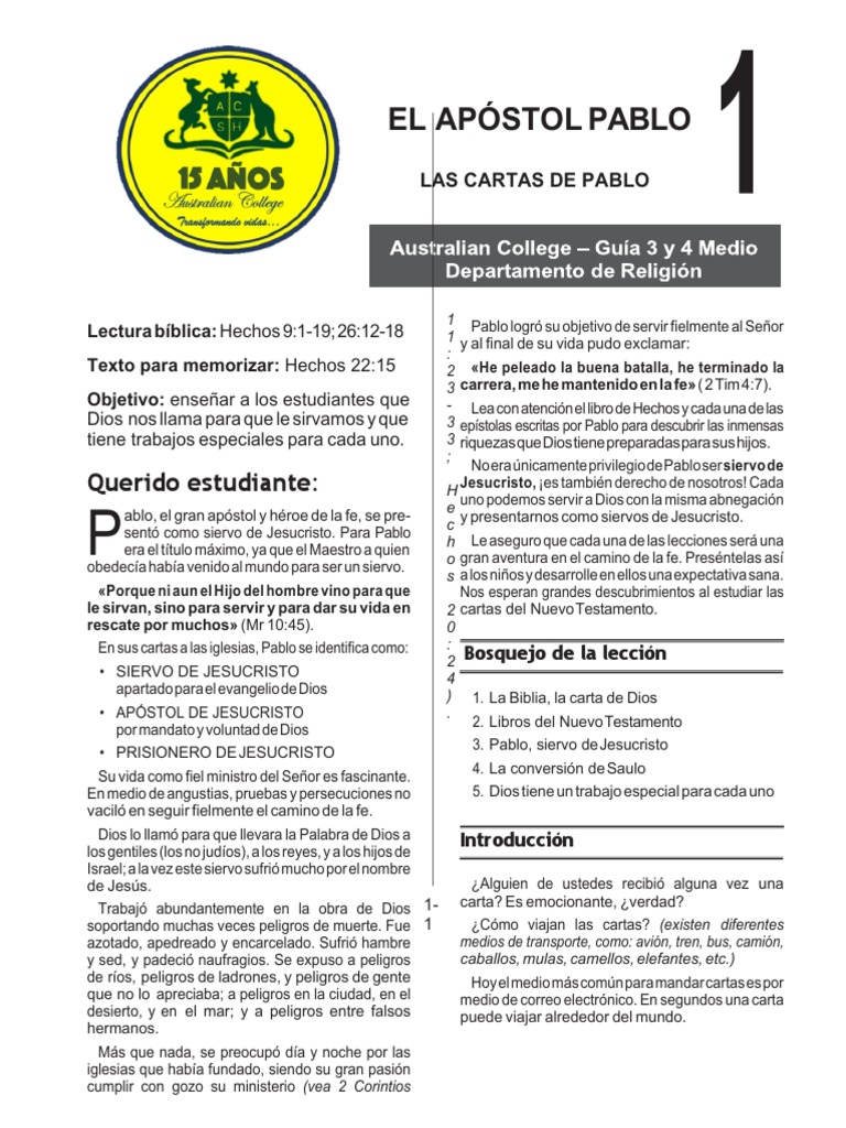 Guía 1: El Apóstol Pablo (3º y 4º Medio) | PDF | Pablo el apóstol | Jesús