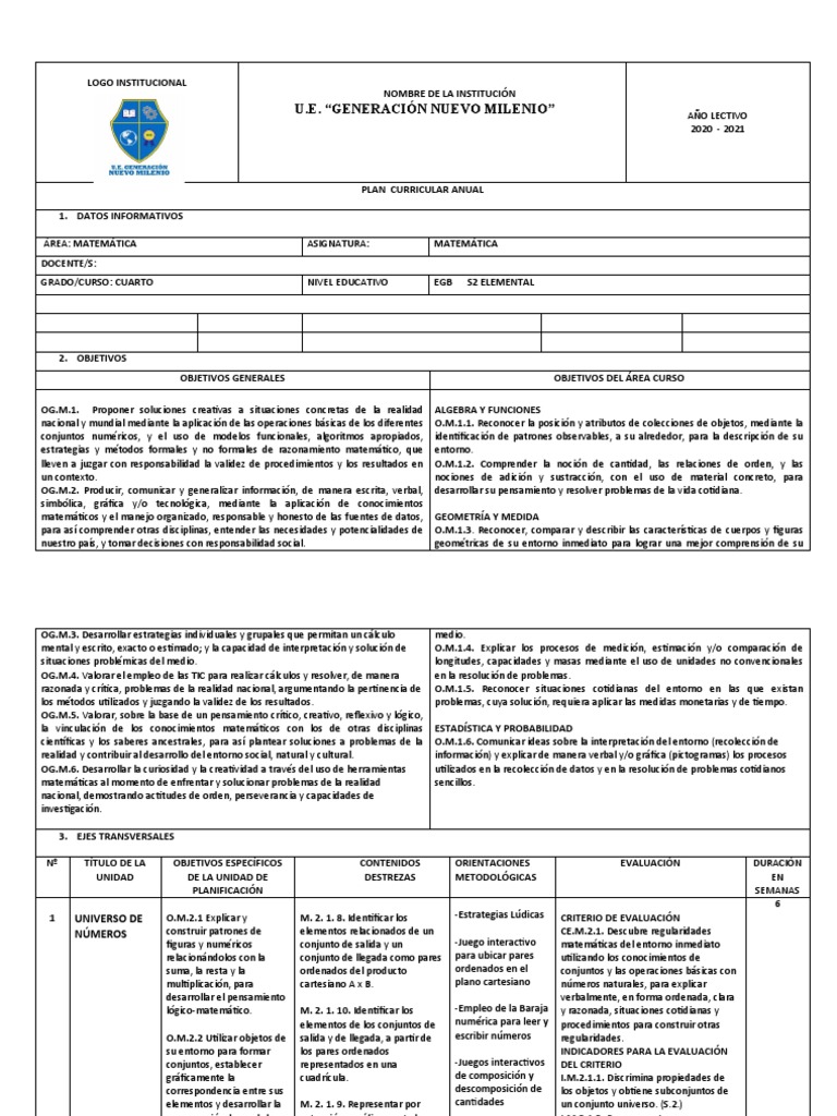 Pca Matematica Cuarto 4 | PDF | Sustracción | Números