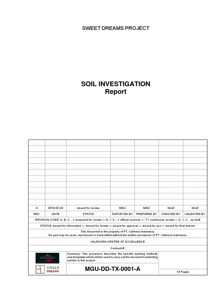 MGU-DD-TX-0001 - Soil Investigation Report - AA PDF | PDF ...