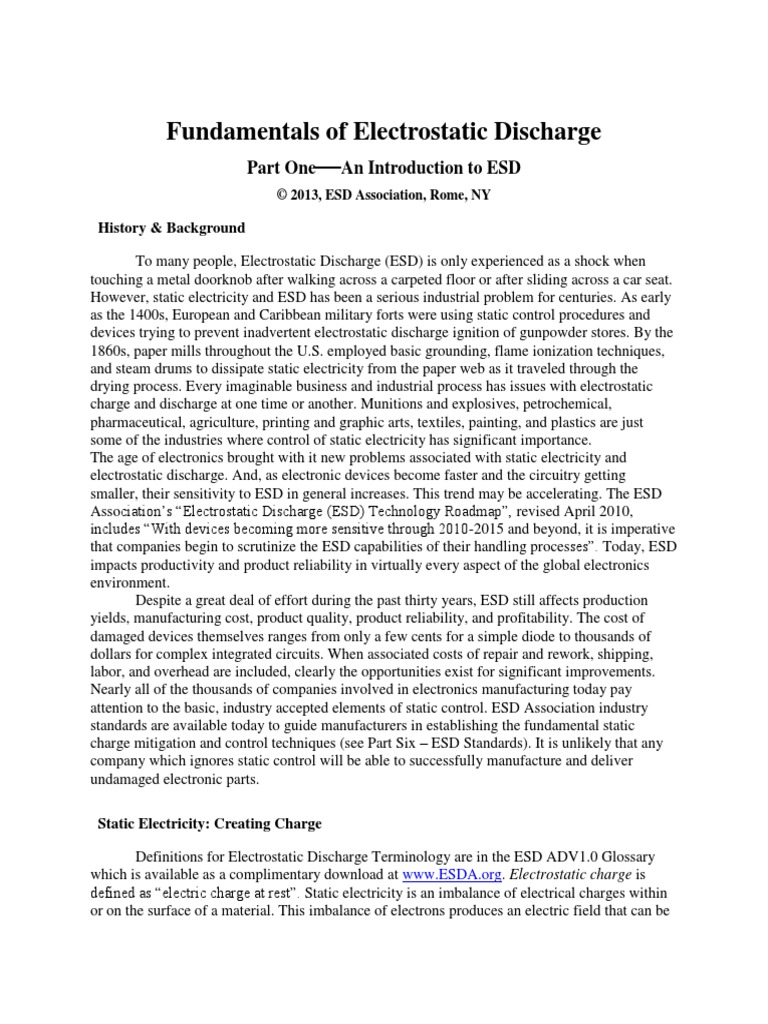 Fundamentals of Electrostatic Discharge PDF | PDF | Electrostatic ...