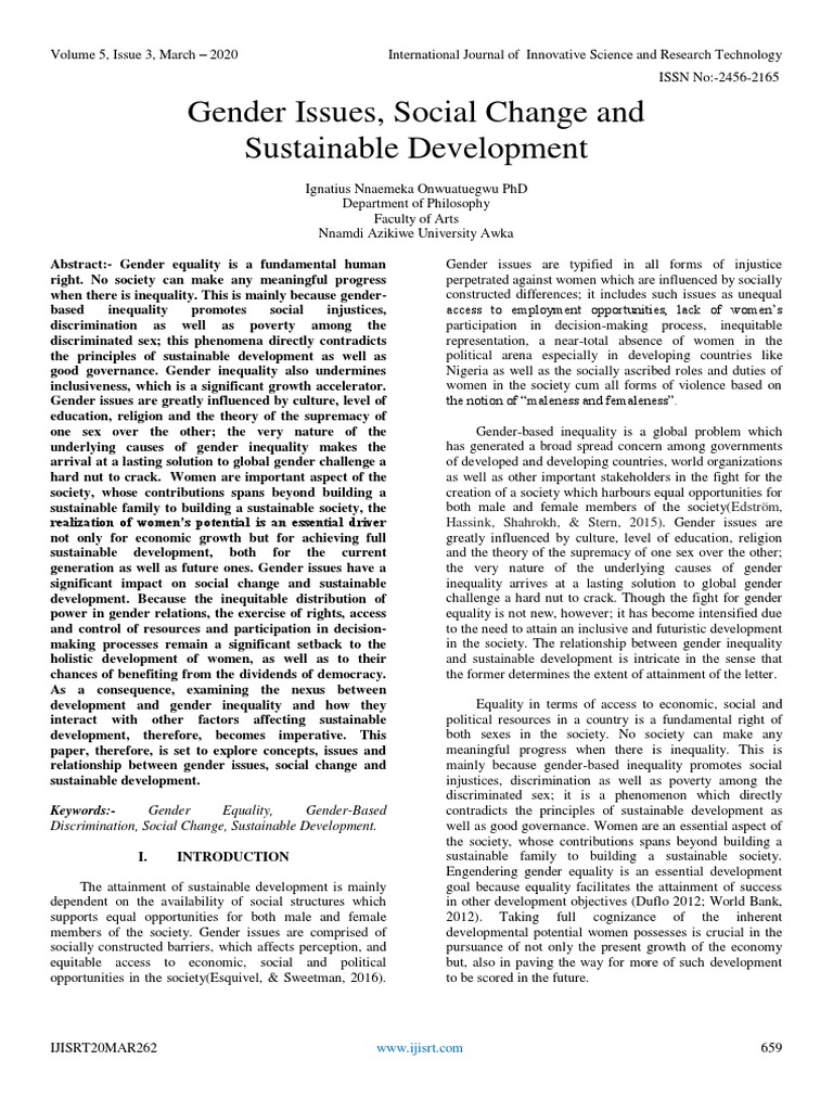 Gender Inequality and Sustainable Development | PDF | Gender | Gender ...