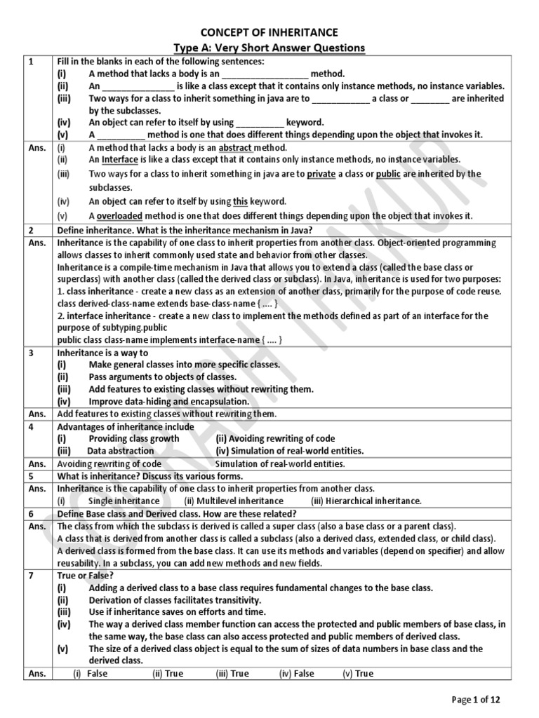CH-7 Concept of Inheritance PDF | PDF | Inheritance (Object Oriented ...