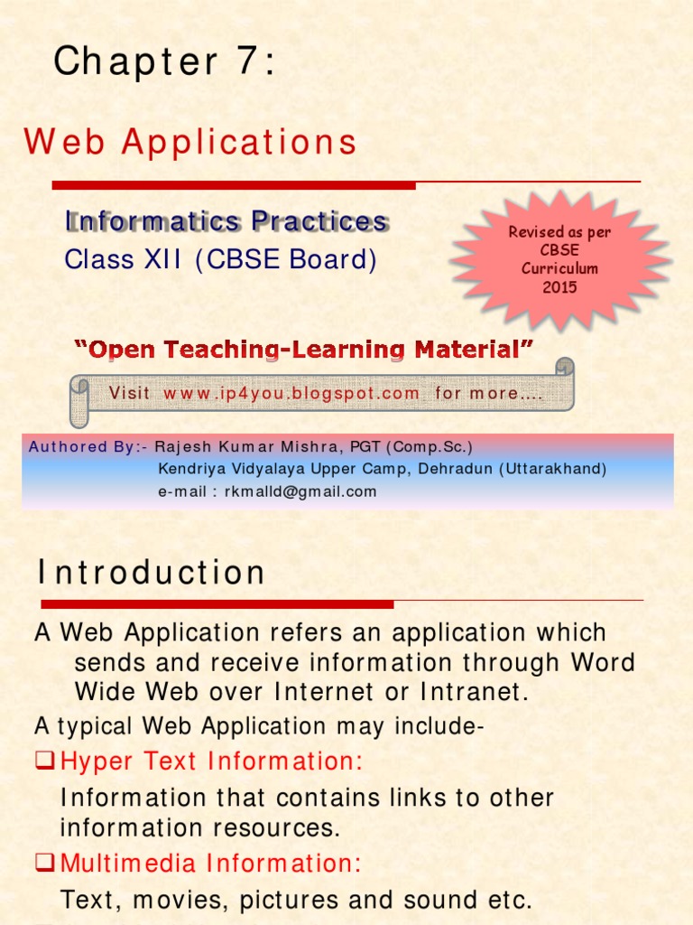 Chapter 7 Webapplication Pdf Pdf Html Element World Wide Web