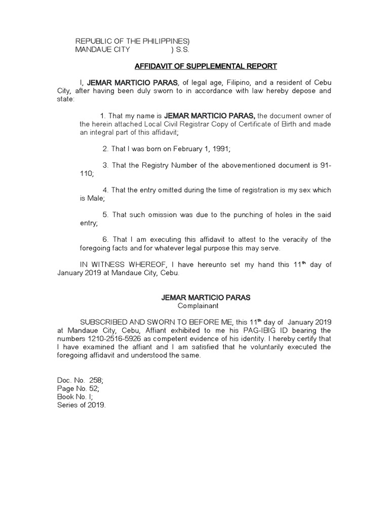 Affidavit of Supplemental Report | PDF