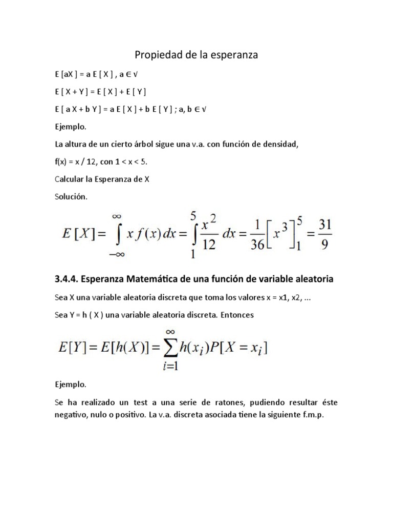 Propiedades de la Esperanza Matemática | PDF | Métodos y materiales de ...