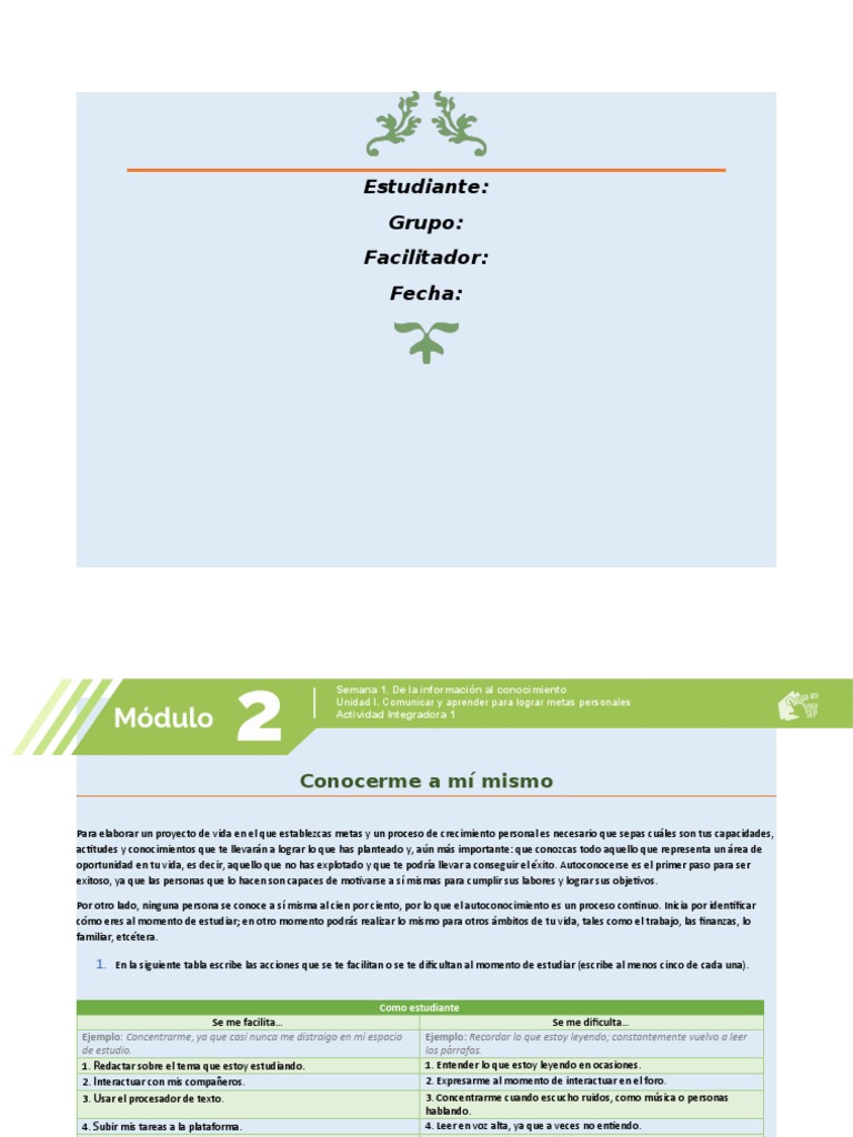 Modulo 2 Actividad Integradora 1 | PDF | Habilidades de estudio | Internet