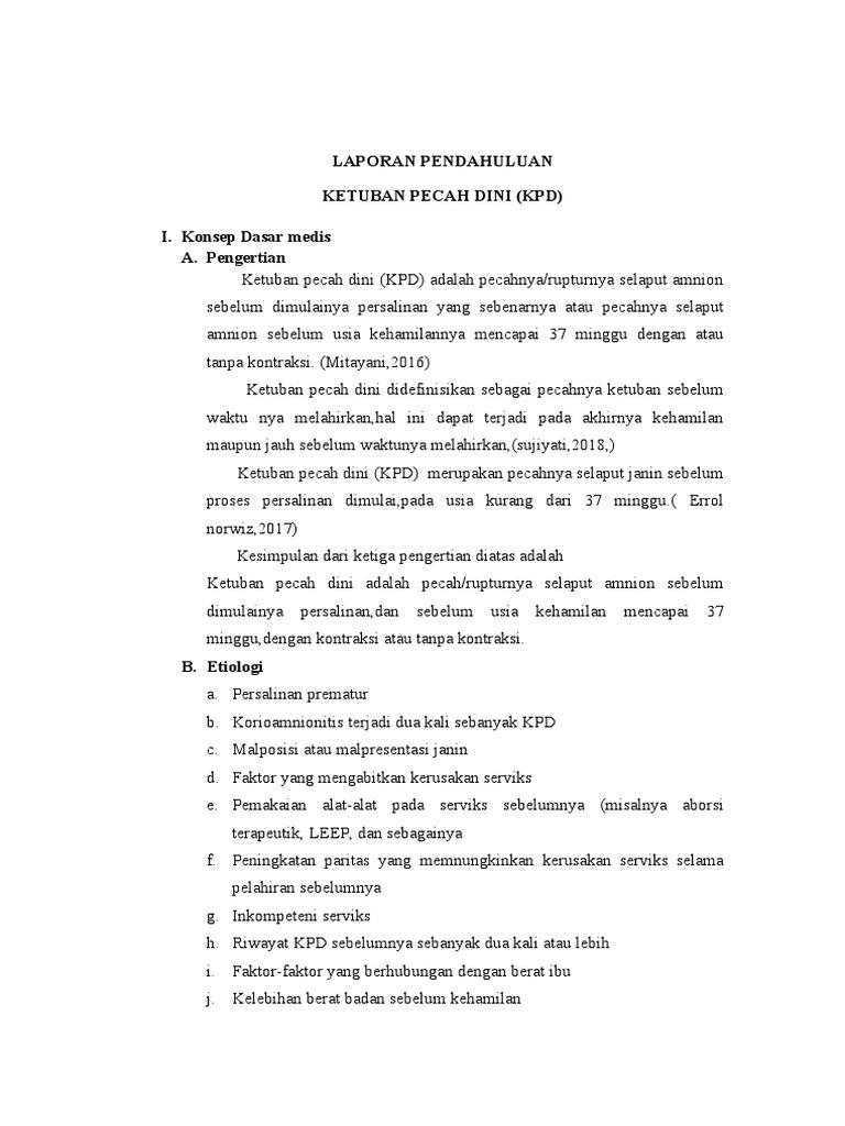 Laporan Pendahuluan KPD | PDF