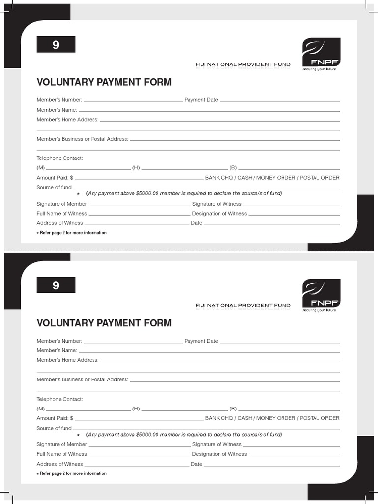 9 Voluntary Payment Form1 | PDF | Money Order | Payments