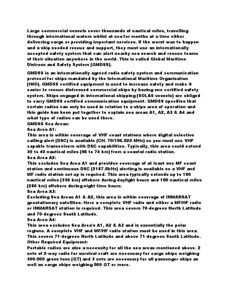 GMDSS Sea Areas | PDF | Water Transport | Radio