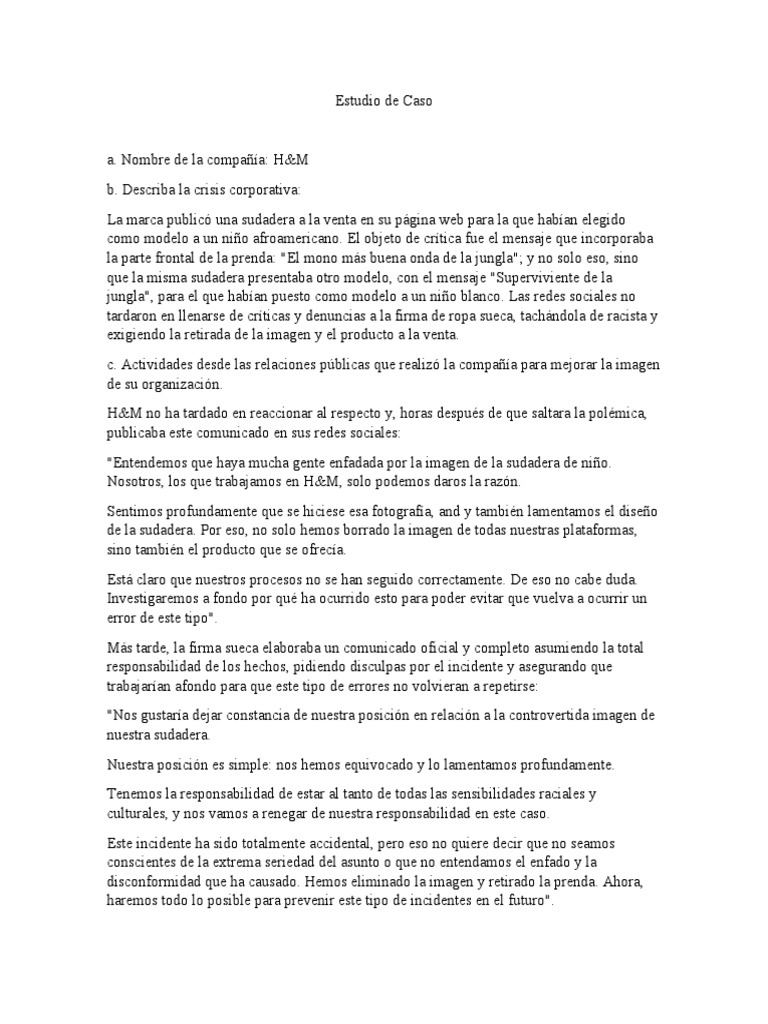 Estudio de Caso H&M | PDF | H&M