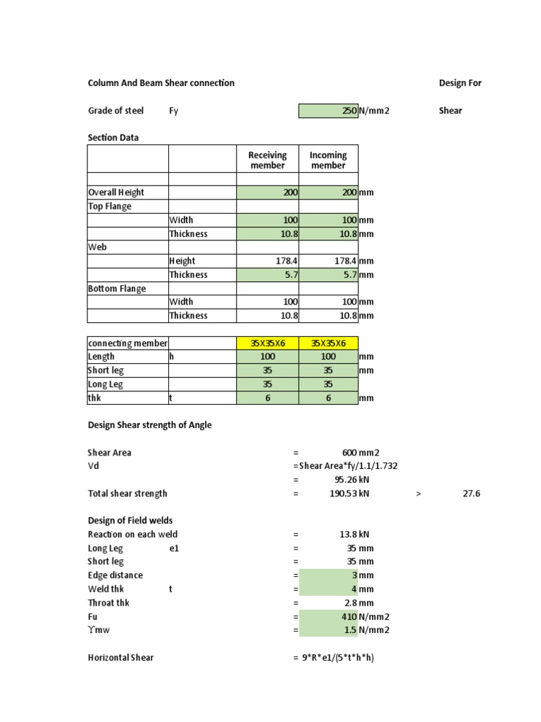 Shear Connection Design per IS 800 | PDF | Structural Engineering ...