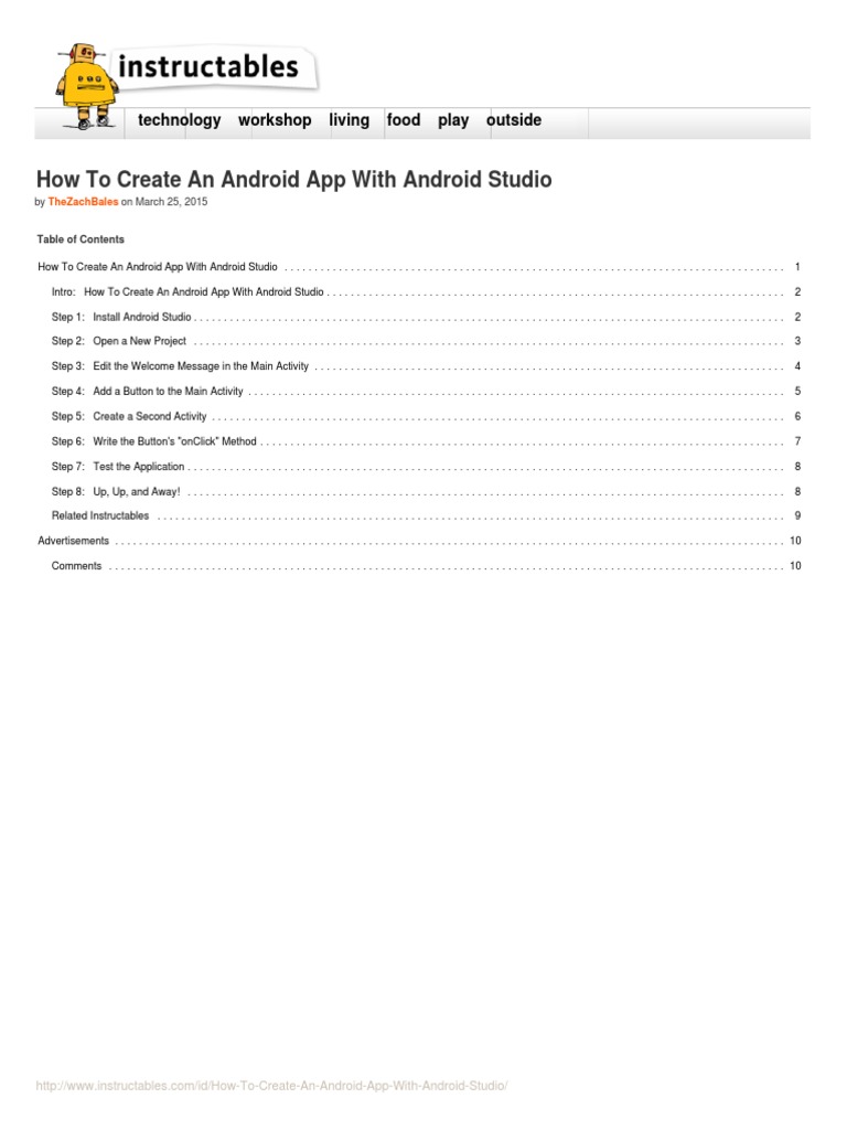 How To Create An Android App With Android Studio PDF | PDF | Android (Operating System) | Button ...