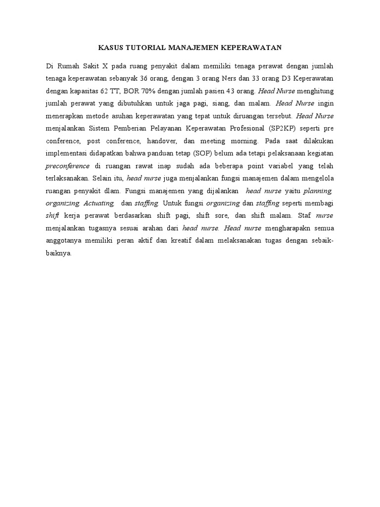 Kasus Tutorial Manajemen Keperawatan | PDF