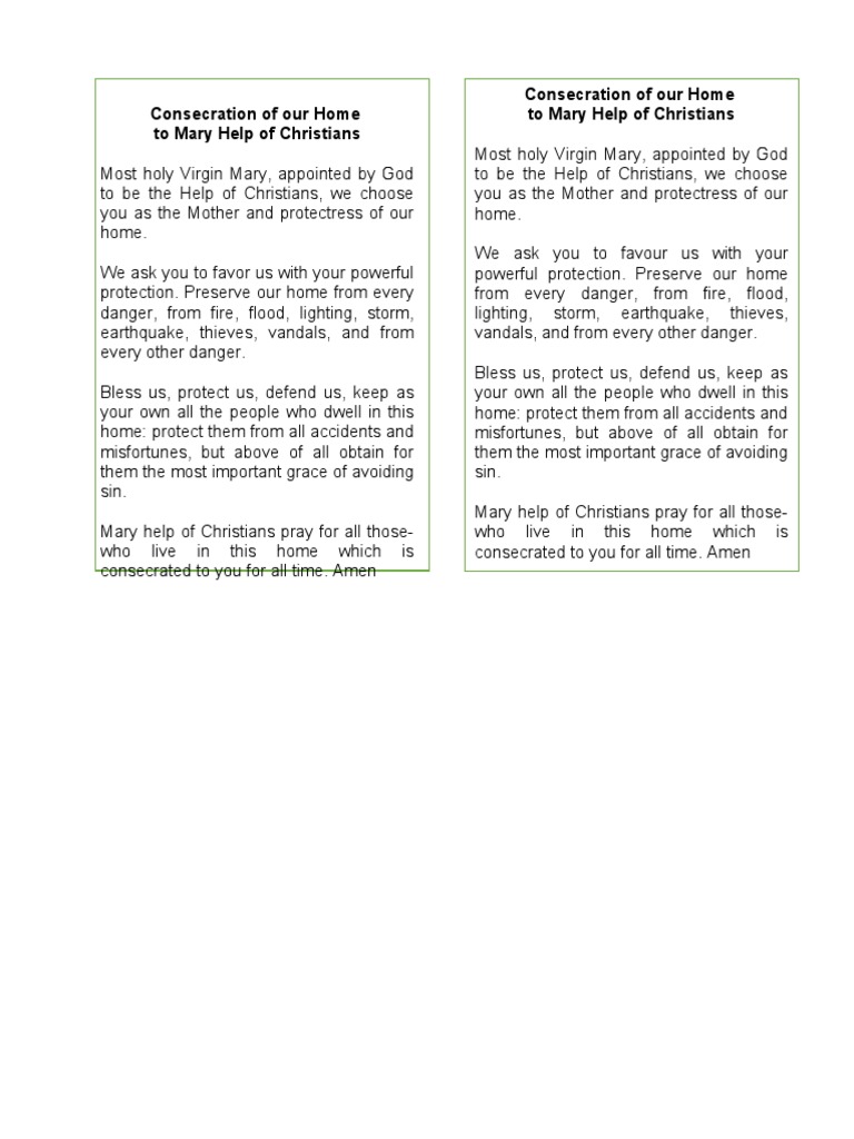 Home Consecration to Mary Help | PDF