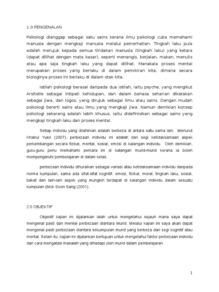 Perbezaan Individu dalam Psikologi | PDF