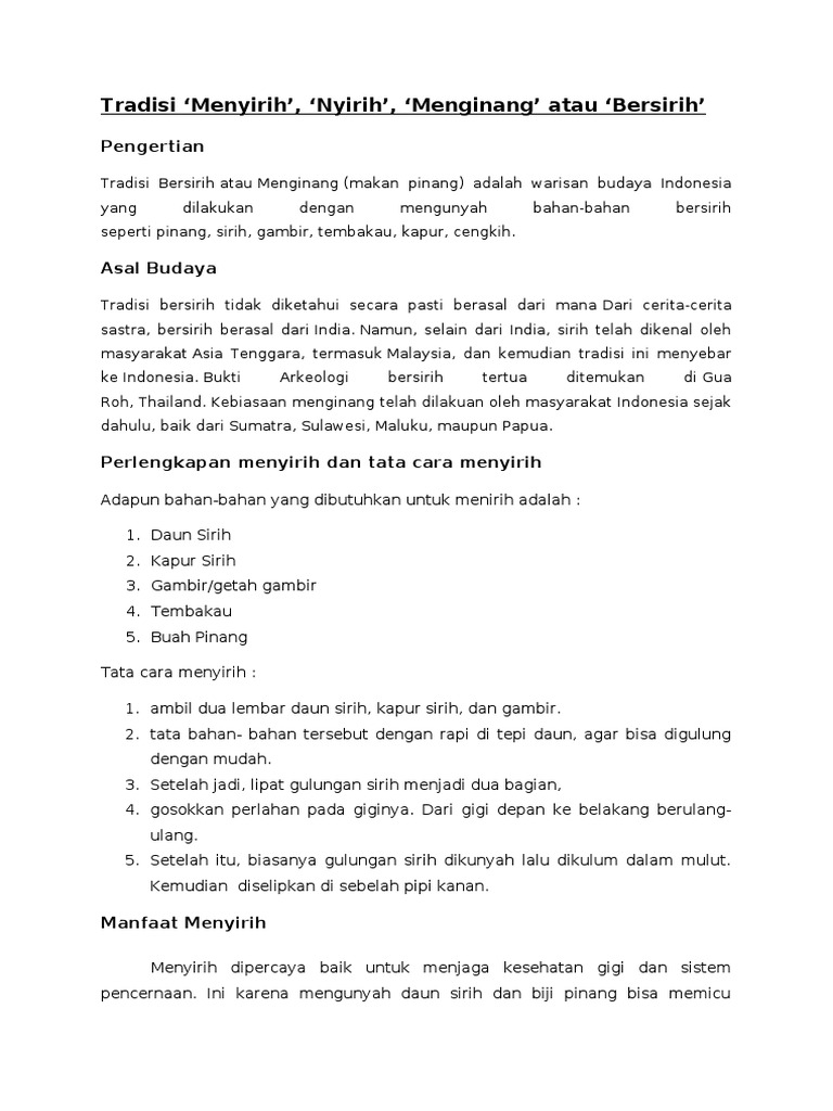 Tradisi Nyirih | PDF