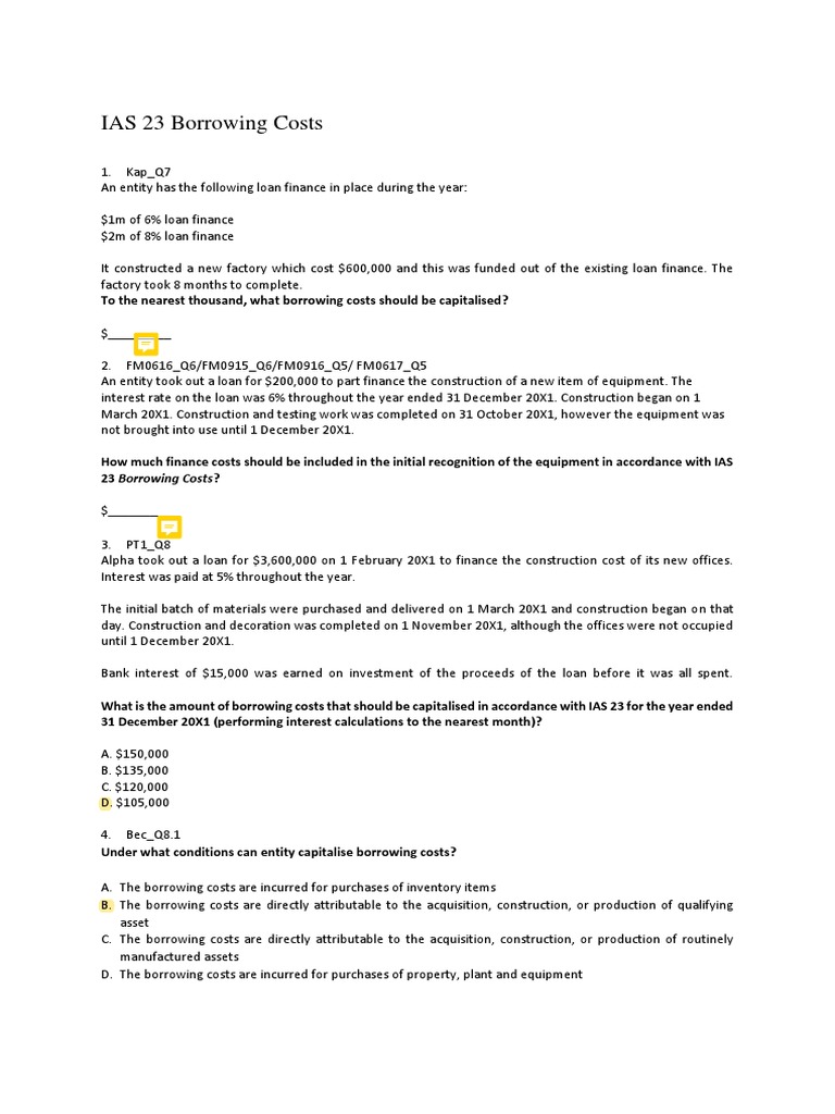 IAS 23 Borrowing Costs Examples | PDF | Interest | Loans