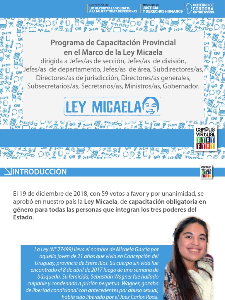 Intro-Ley Micaela | PDF | Masculinidad | La violencia contra las mujeres