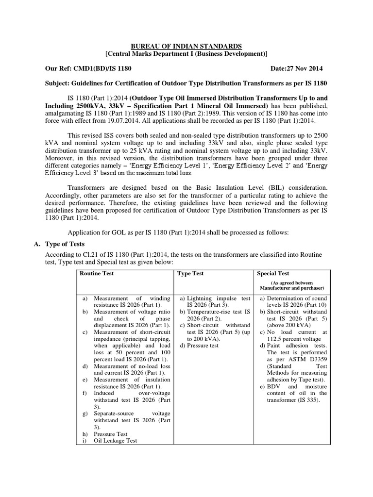 IS 1180 Revisionmodified - 04122014 | PDF | Transformer | Electrical ...