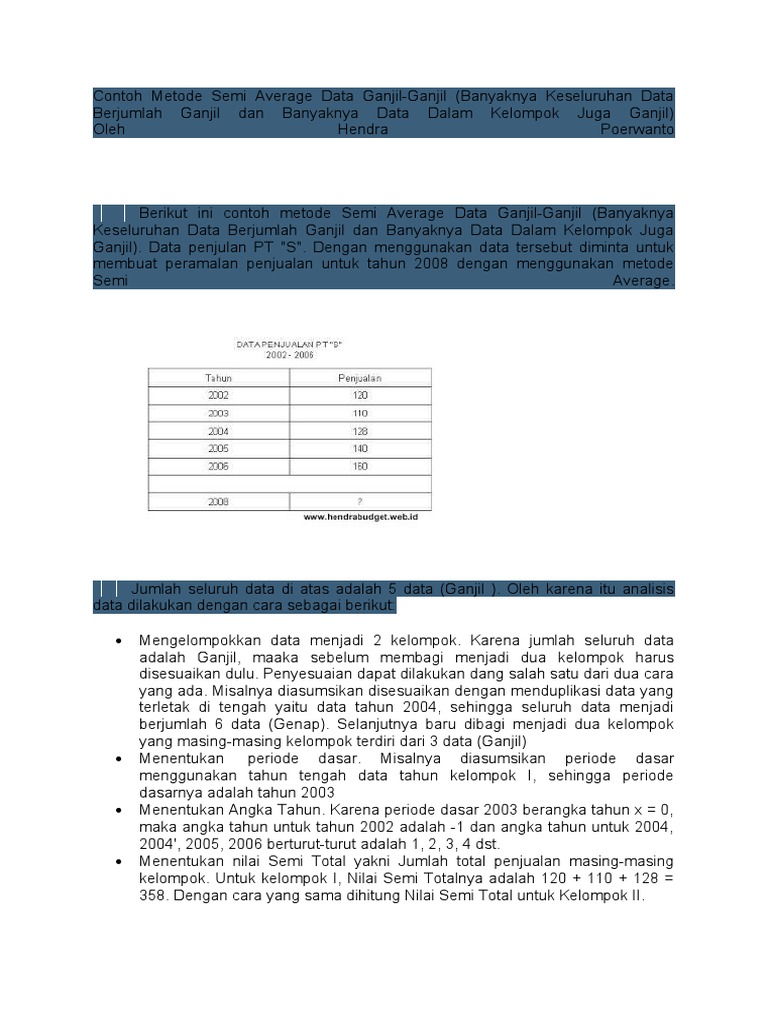 Contoh Metode Semi Average Data Ganjil | PDF