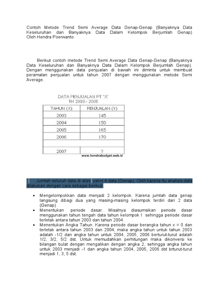 Contoh Metode Trend Semi Average Data Genap | PDF
