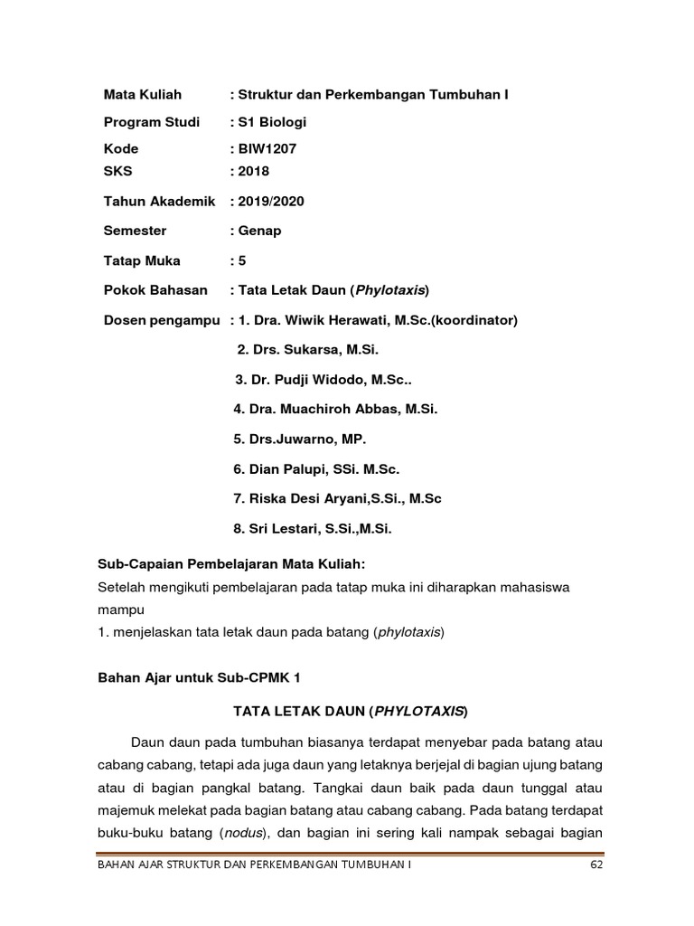SPT 1 - Tata Letak Daun (Phylotaxis) PDF | PDF