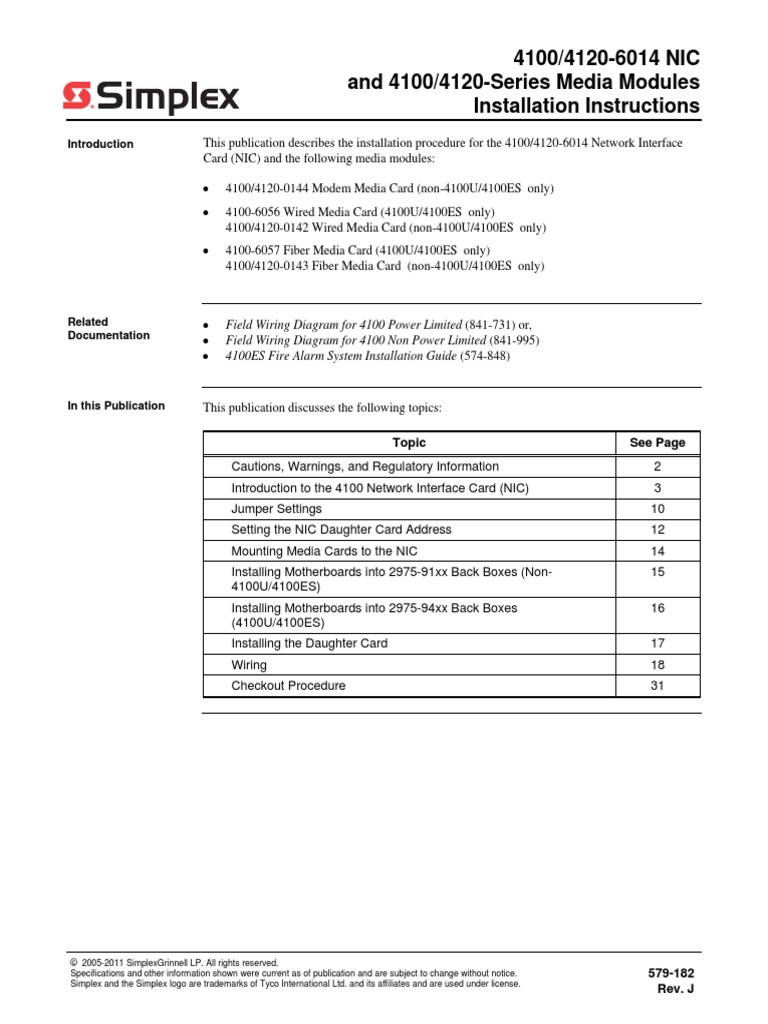 Simplex Installation Instructions 41004120 Series Media Module | PDF | Network Interface ...